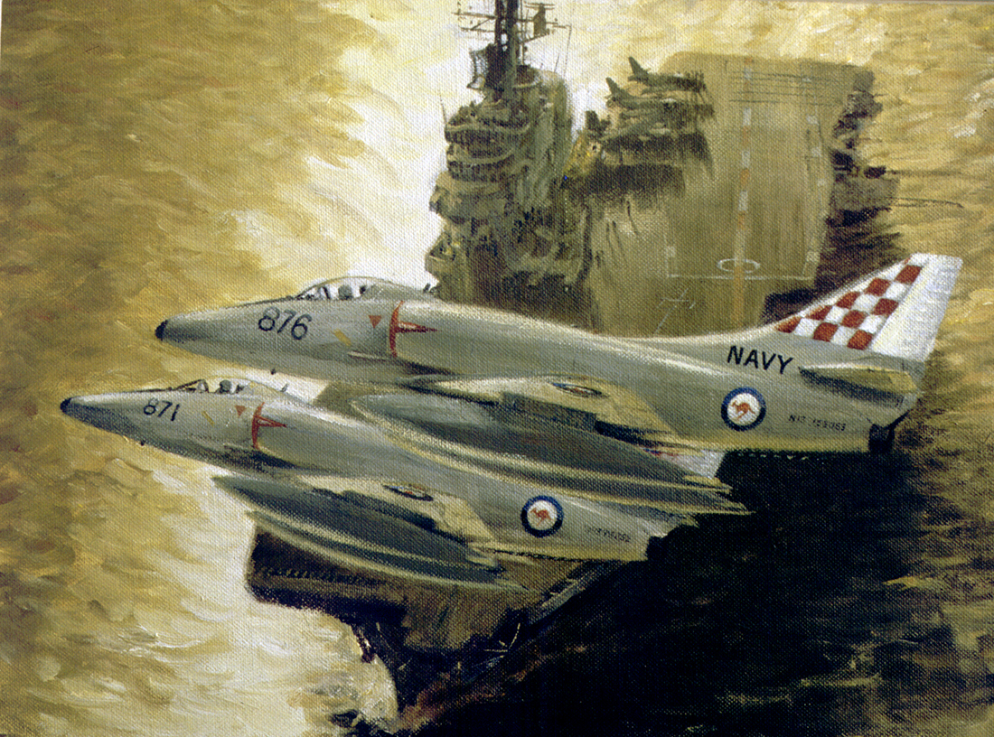 9.-RAN-Skyhawks-of-805-Squadron-climb-out-over-HMAS-Melbourne-at-sunset ...