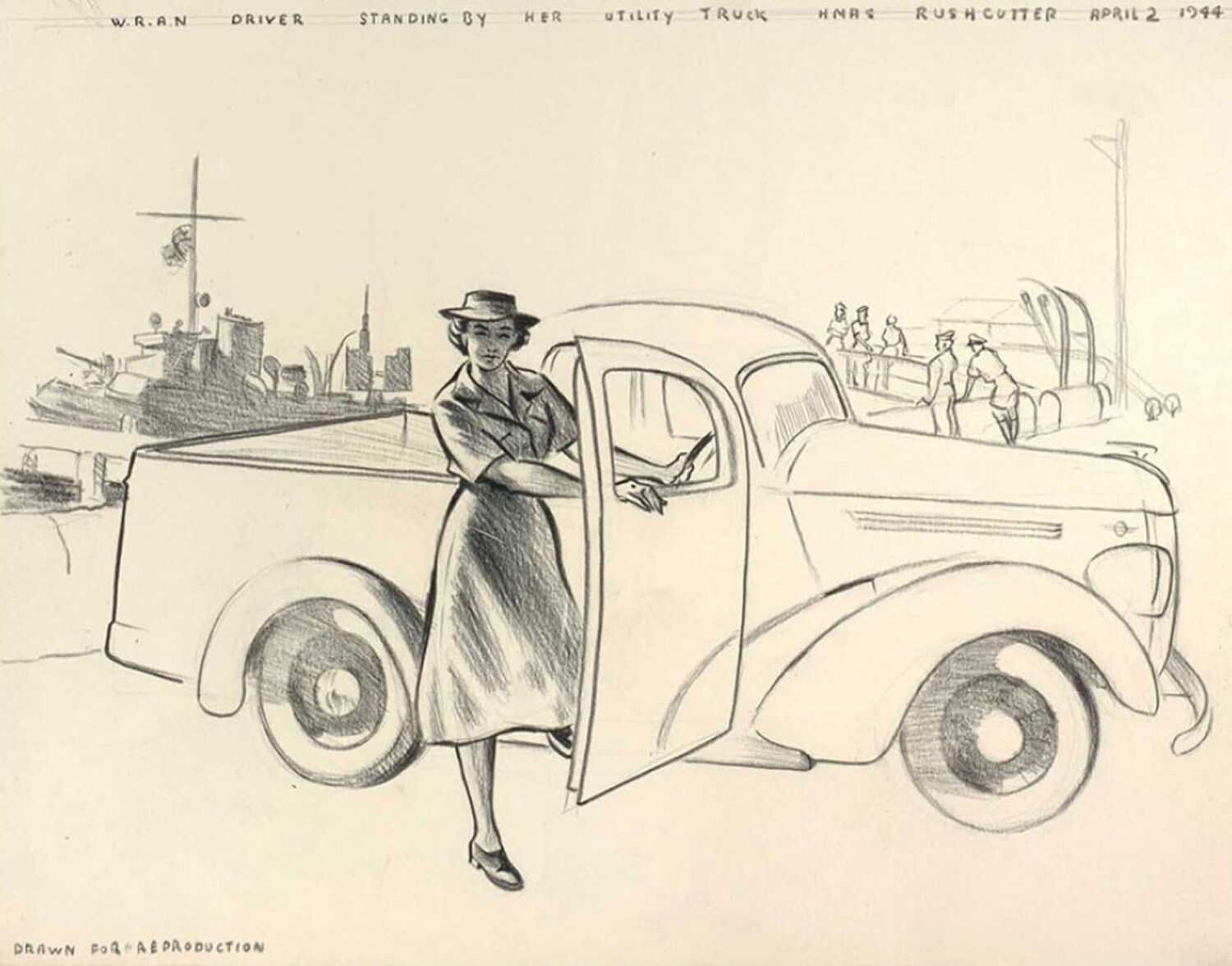WRAN driver standing by her utility truck, HMAS Rushcutter, 1944 ...