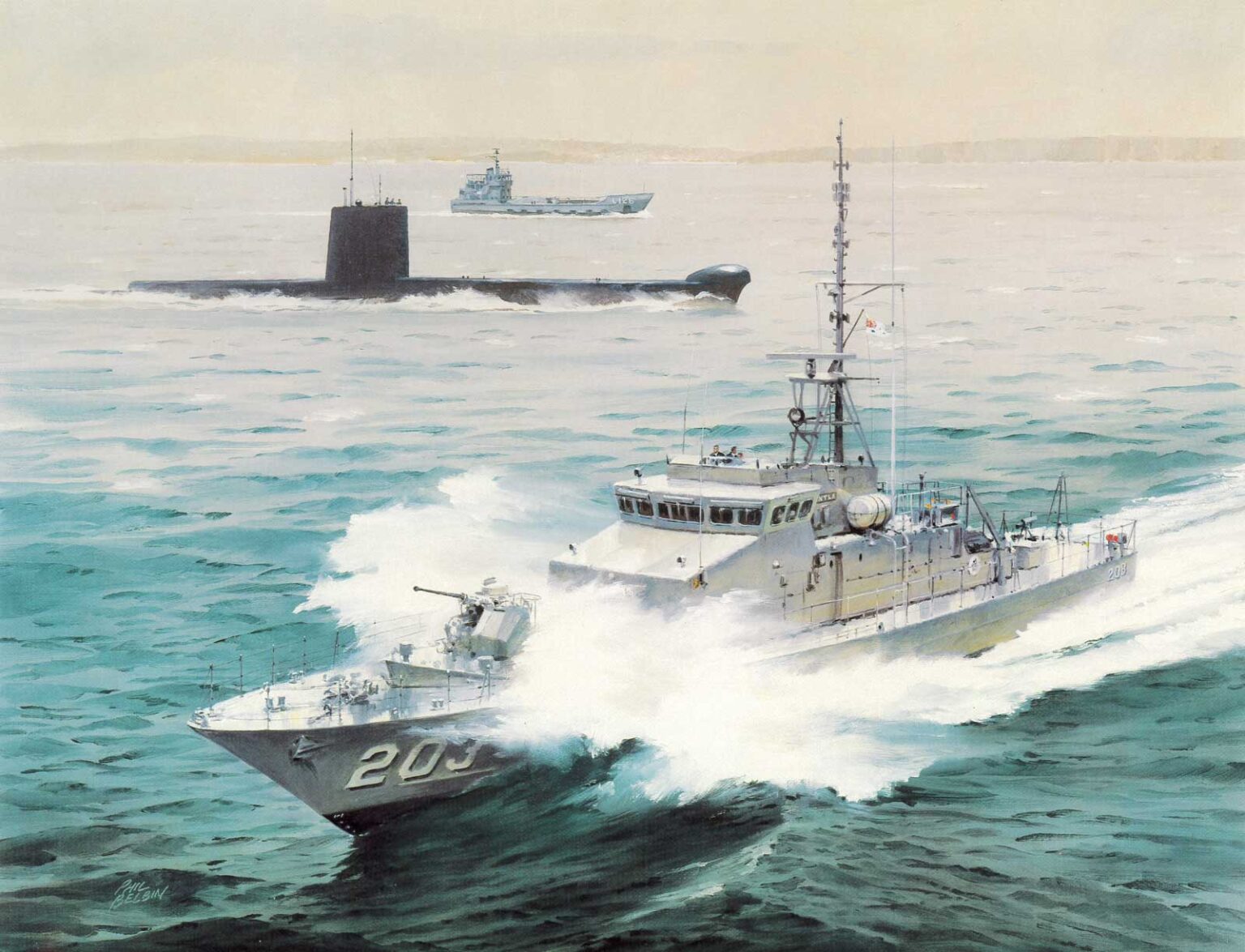 HMA ships LABUAN and FREMANTLE with OBERON submarine - Naval Historical ...